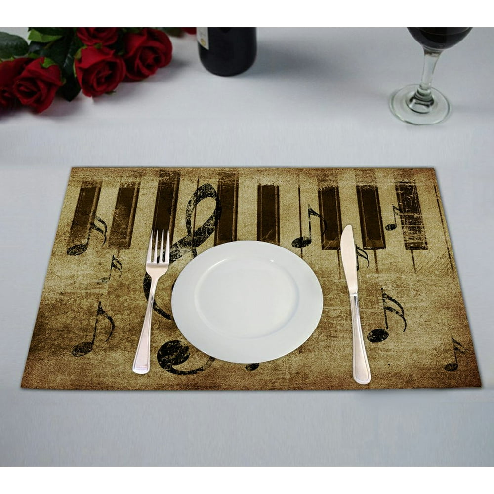 GCKG Music Placemat, Vintage Retro Music Notation Placemat 12x18 Inch ...