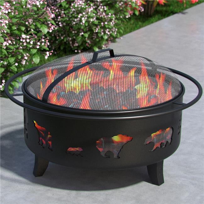 Regal Flame 35" Round Wood Bronze Finish Steel Fire Pit - Walmart.com