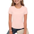 2026 Girls Summer Shirts Sweet and Cute Solid Color Short Sleeve Round ...