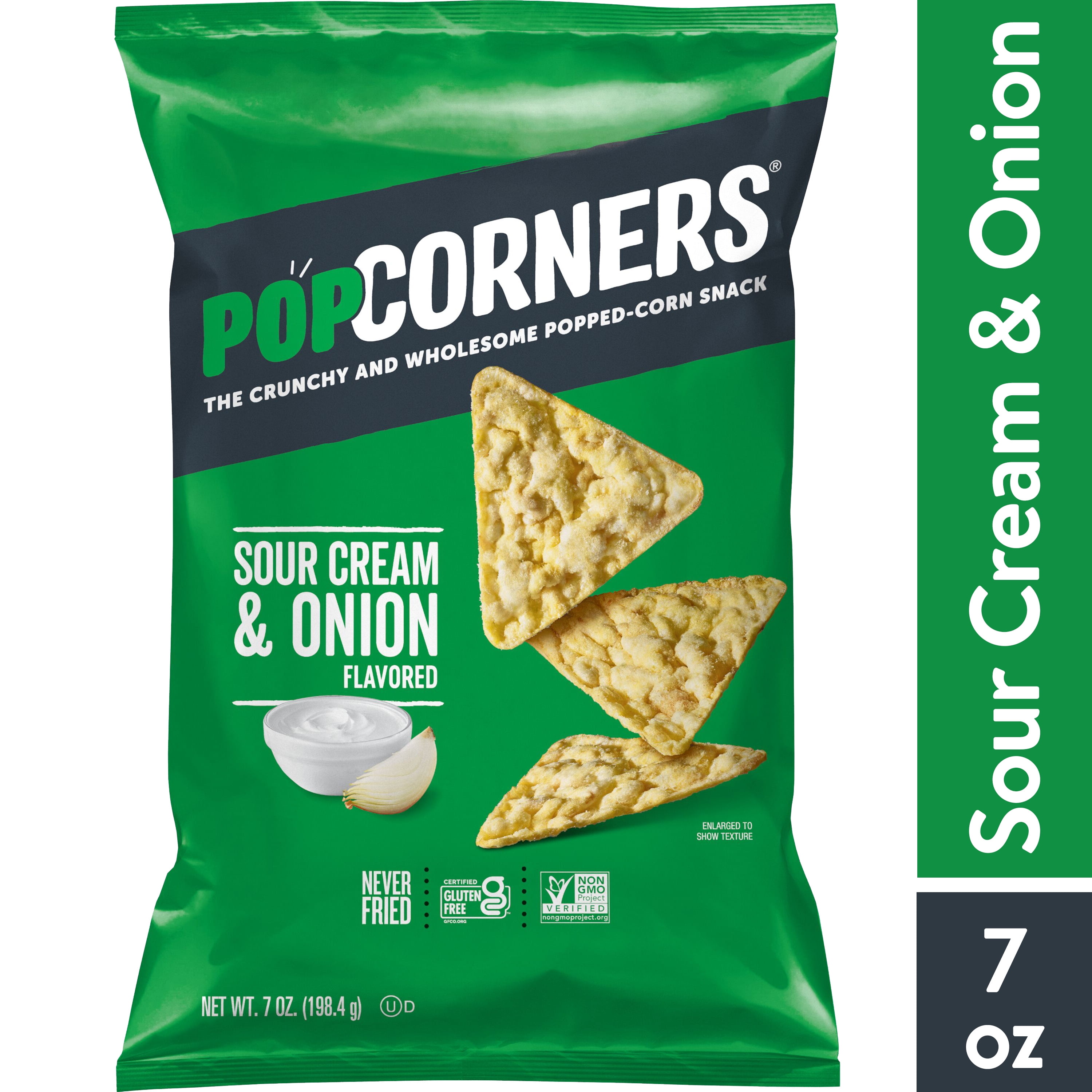 Popcorners Sour Cream & Onion Popped Corn Snacks, 7 oz Bag - Walmart.com