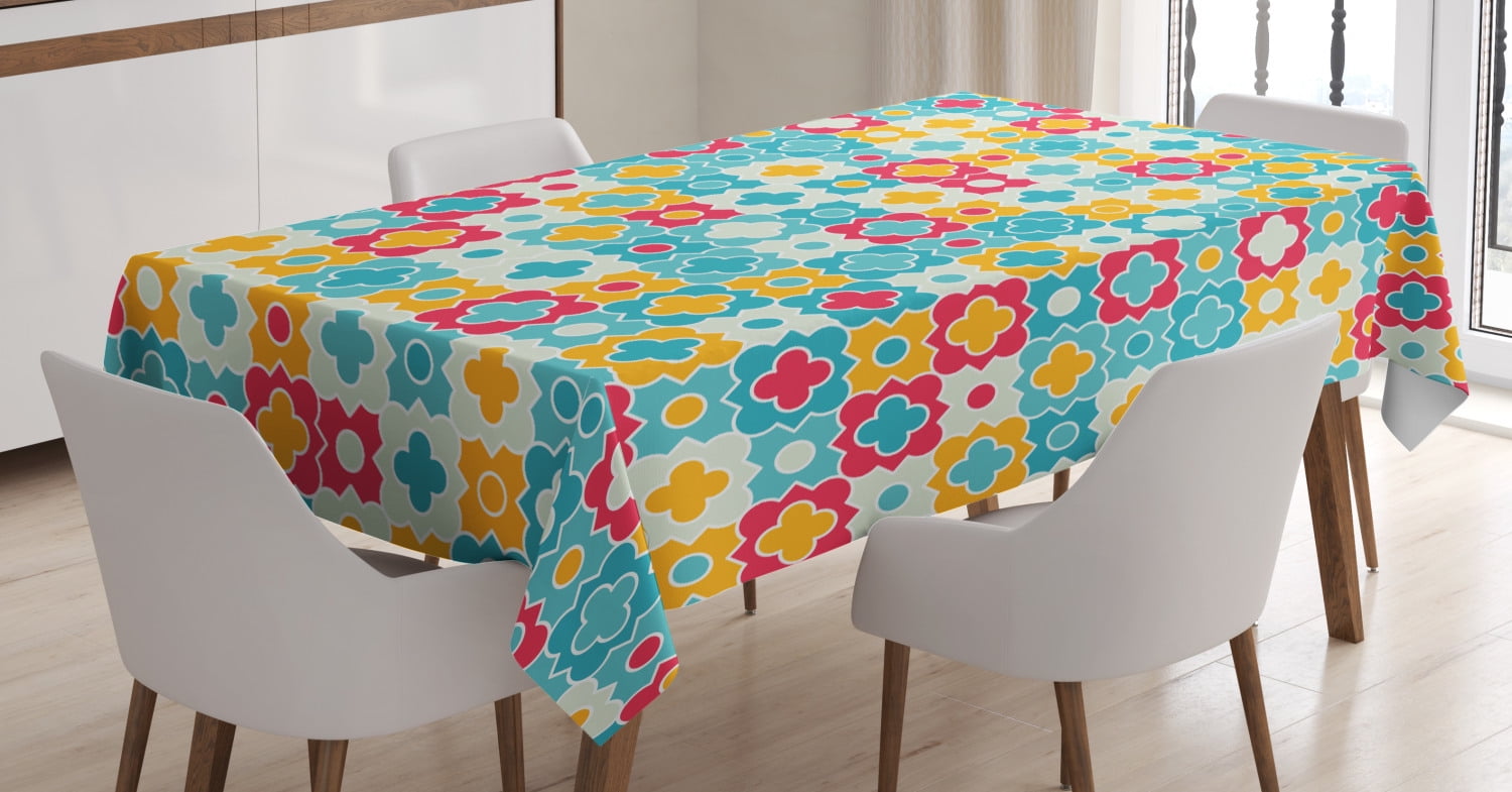 Ambesonne Floral Tablecloth Rectangular Table Cover, Clover Vivid ...
