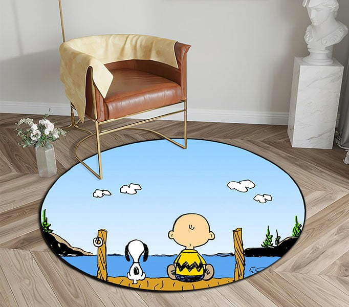 DEYOU Cartoon Peanuts Snoopy Round Area Rugs Diameter 6 x 6ft Floor ...