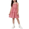 DAETIROS Girls Red Gingham Tiered Sundress for Kids | Sleeveless ...