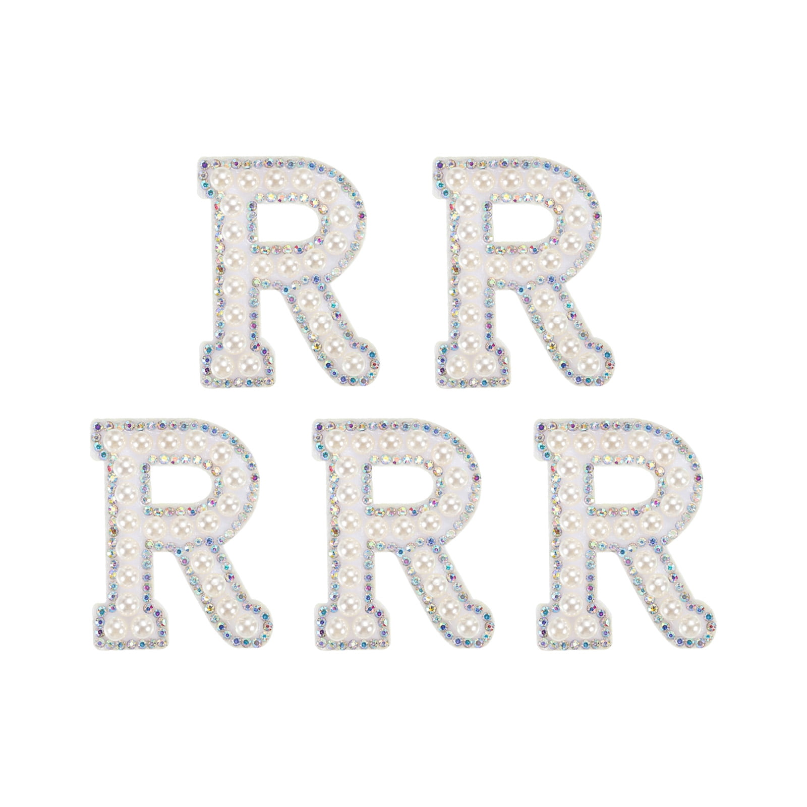 Uxcell Iron on Letter R Patch Colored Rhinestone Shiny Pearl English ...