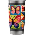 Butterfly Quilt Patchwork Colorful Sewing Art Stainless Steel Insulated ...