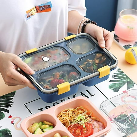 Hermetic 4 Grids Lunch Box Portable Microwavable Bento Box Leakproof ...