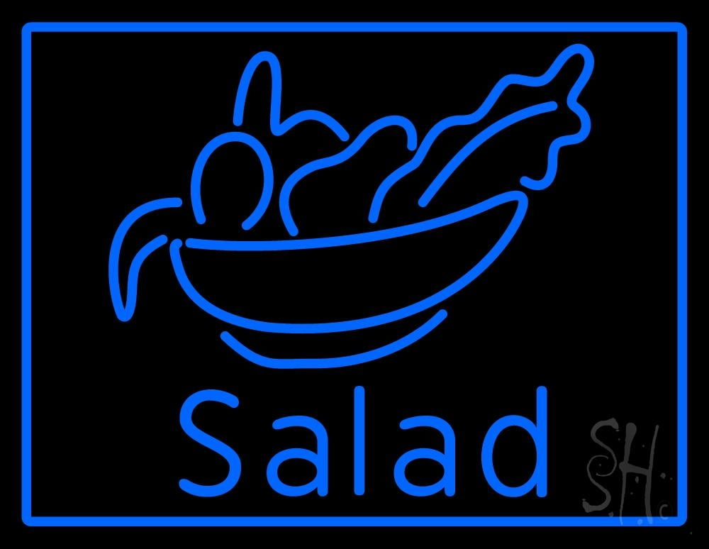 Blue Salad Logo LED Neon Sign 24 x 31 - inches, Black Square Cut ...