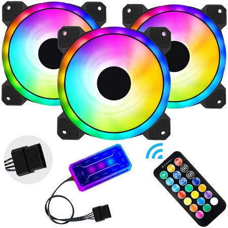 3 Pack RGB Case Fans, 120mm Ultra-Quiet RGB Chassis Cooling Fans ...