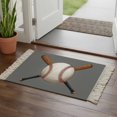 Bathroom Rug 2'x 3', Gray Baseball Woven Cotton Washable Rug with ...