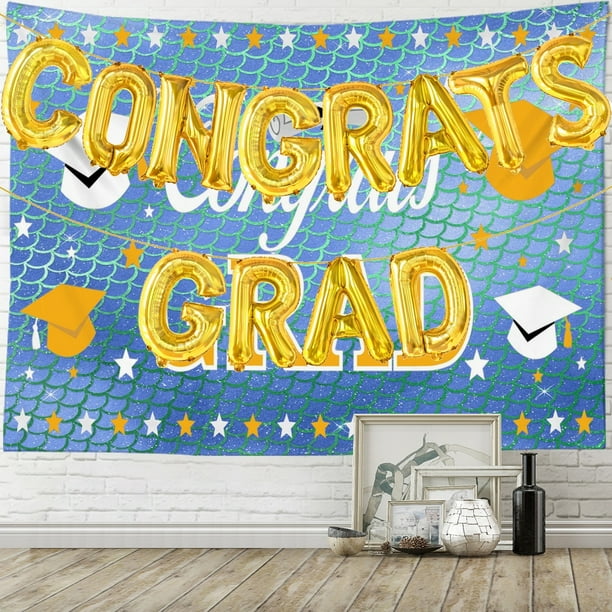 Wall Congrats Grad Backdrop with GRAD Balloons for Photoshot Class of ...