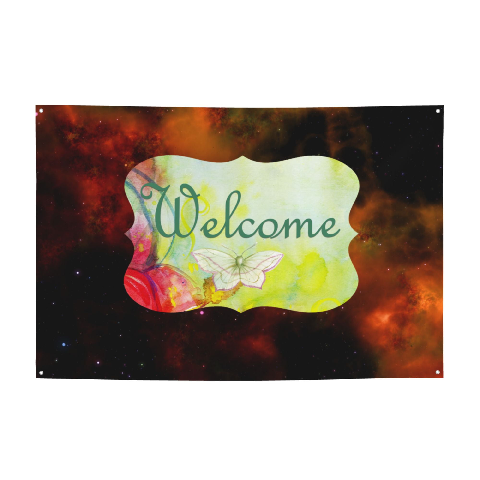 DouZhe Romantic Welcome Sign Banner, Butterfly Hanging Banners Backdrop ...