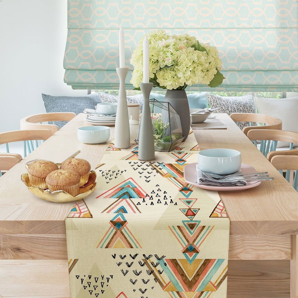 Western Table Runner, Country Rustic Table Runner Geometric Print ...