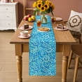 Blue Floral Table Runner, Country Vintage Farmhouse Botanical Pastoral ...