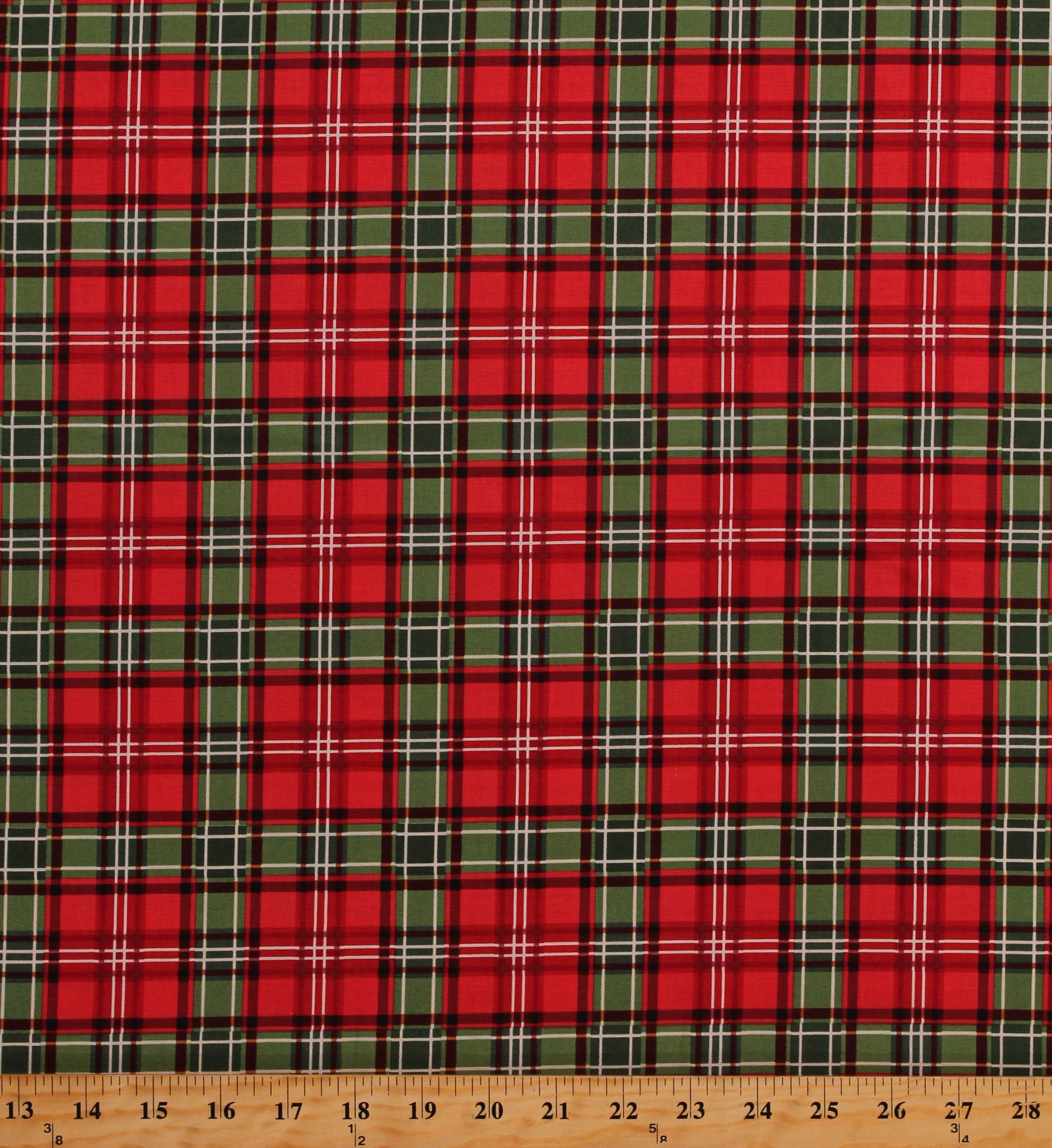 Cotton Red Green Plaid Festive Stripes Holiday Christmas Memories ...