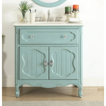 Benton Collection 42" Light Blue Cottage Bathroom Vanity with White ...