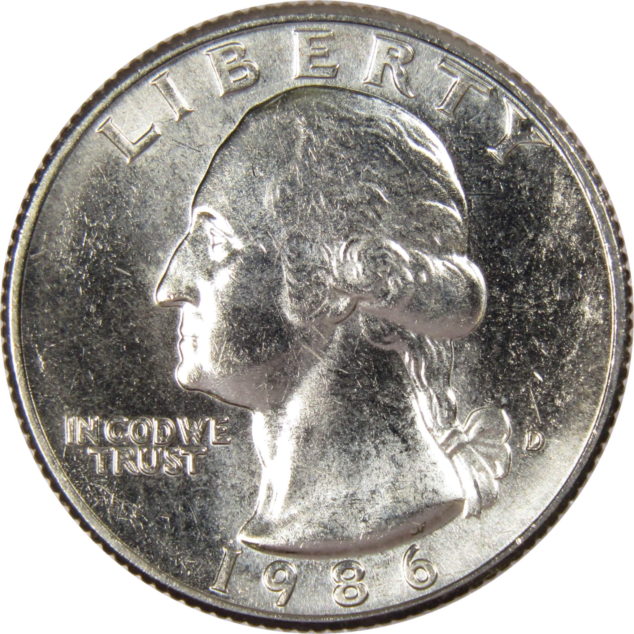 1986 D Washington Quarter BU Uncirculated Mint State 25c US Coin ...