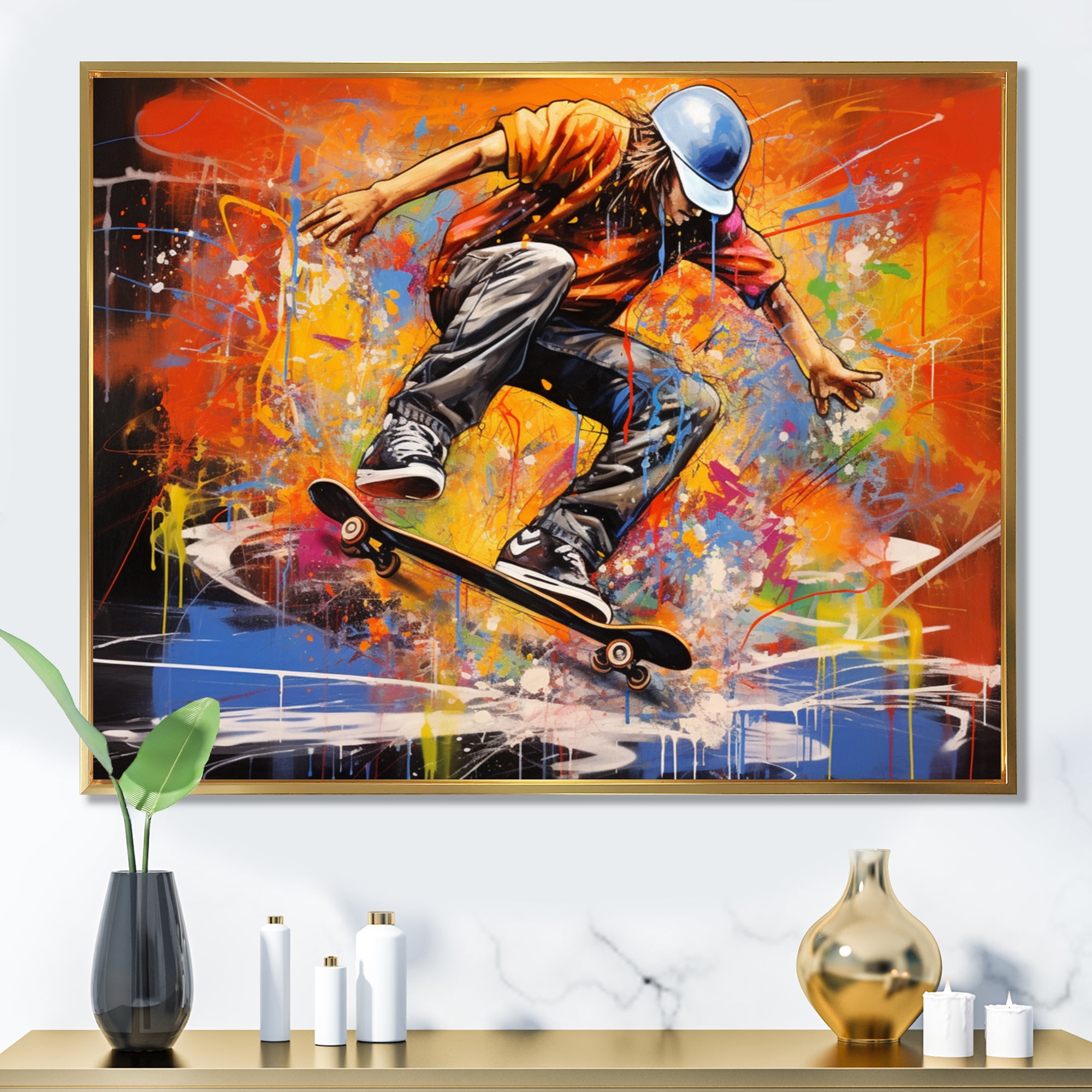 Click here for Designart Skateboard Framed Wall Art Decor  Skateb... prices
