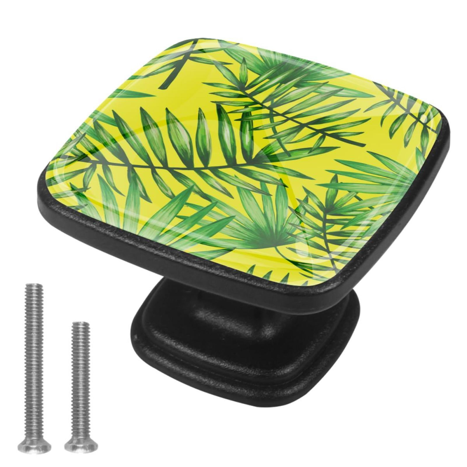4 Pcs Cabinet Handle Drawer Pulls Yellow Palm Knobs with Screws Square ...