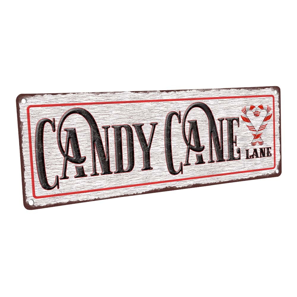 Candy Cane Lane 4"x12" Metal Sign, Wall Décor for Seasonal and Holidays ...