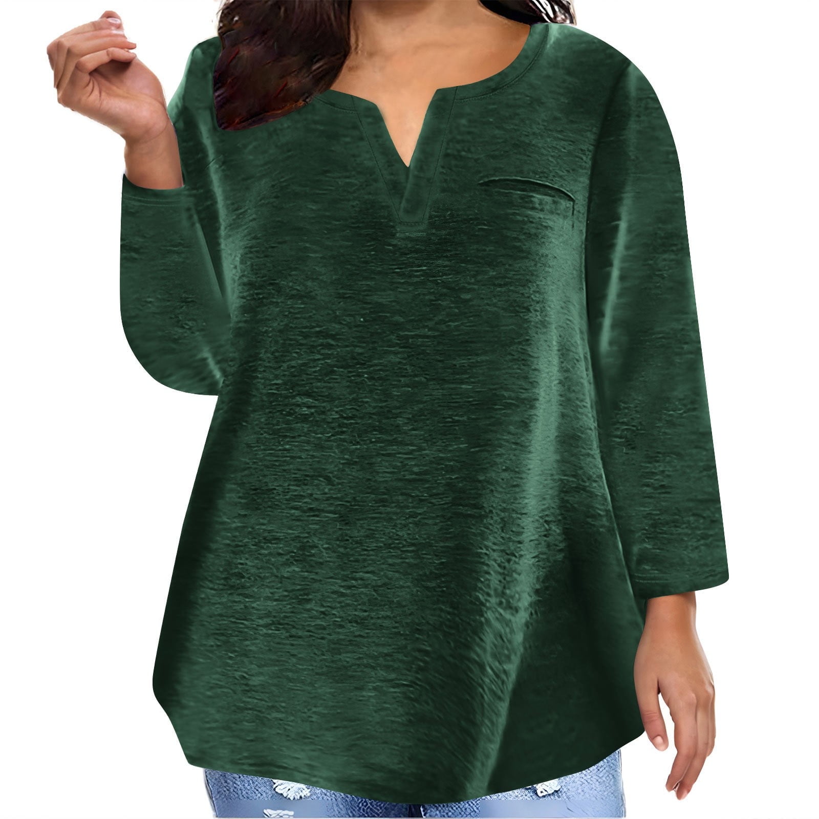 Click here for Yuyuzo Plus Size Tops For Women Notch V Neck Long... prices