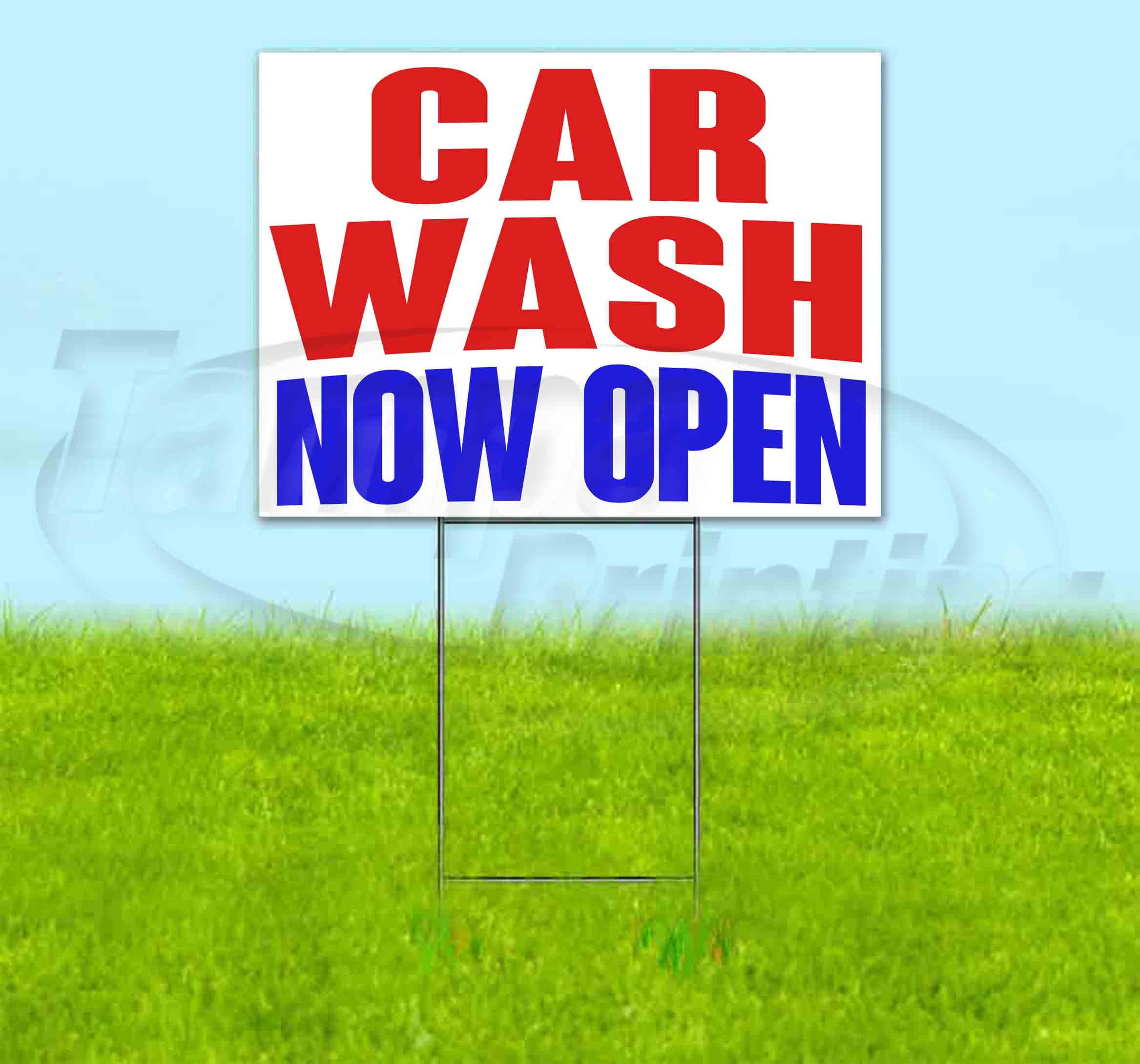 Car Wash Now Open (18" x 24") Yard Sign, Includes Metal Step Stake ...