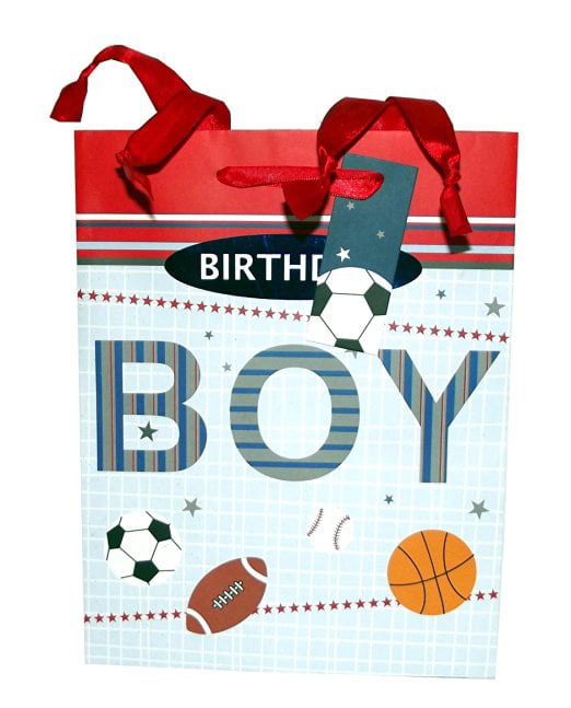 Paper Craft "Birthday Boy" Sports Party Gift Bag, 9 X 7 X 4 inches ...