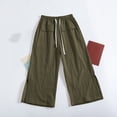 BLCHUNen Wide Leg Pants Woman Side Split High Elastic Waist Drawstring ...