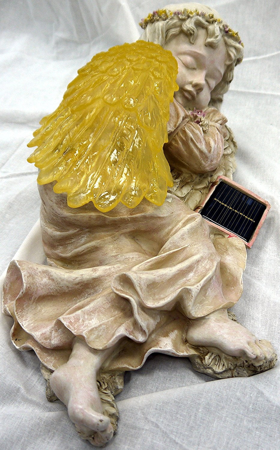 Solar Powered Angel Resting Sculpture with LED Light Up Wings 16 ...