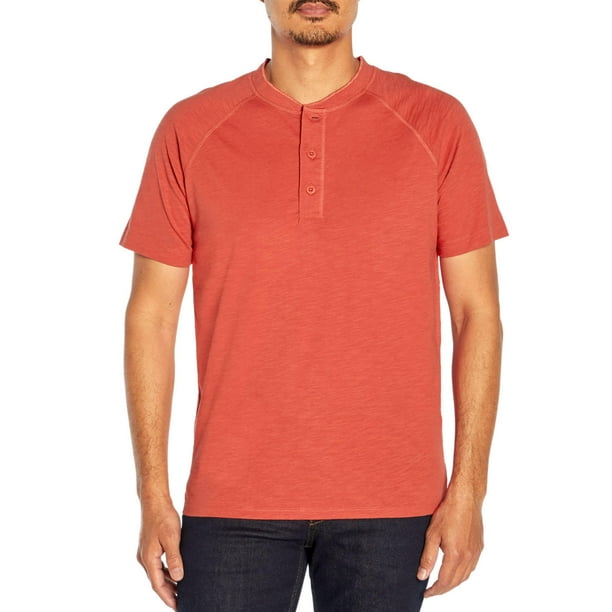 GAP Men's Soft Cotton Raglan Short Sleeve Henley Shirt (Baked Apple, S ...