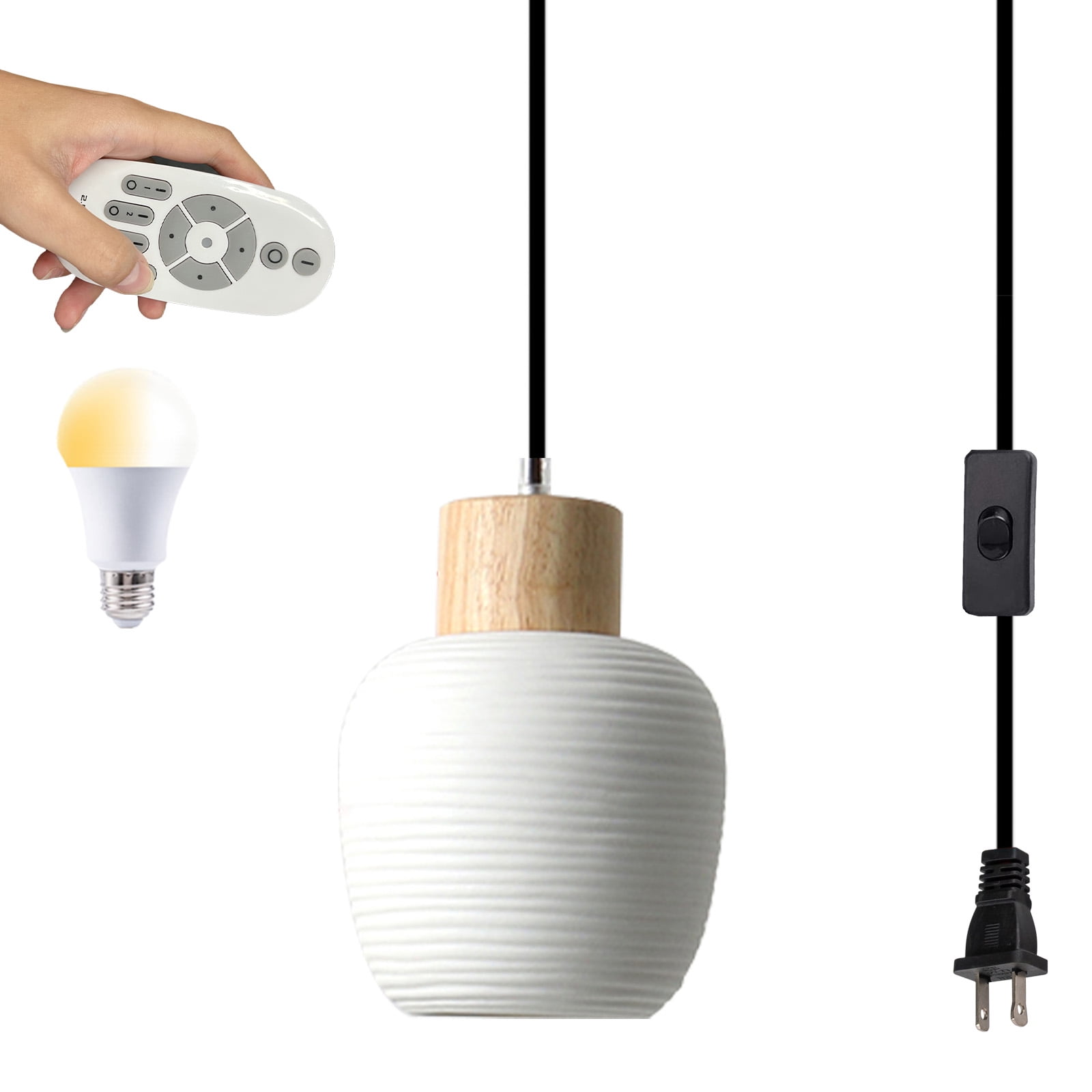 Kiven Plug in Pendant Light, Modern Hanging Light with Remote Control ...