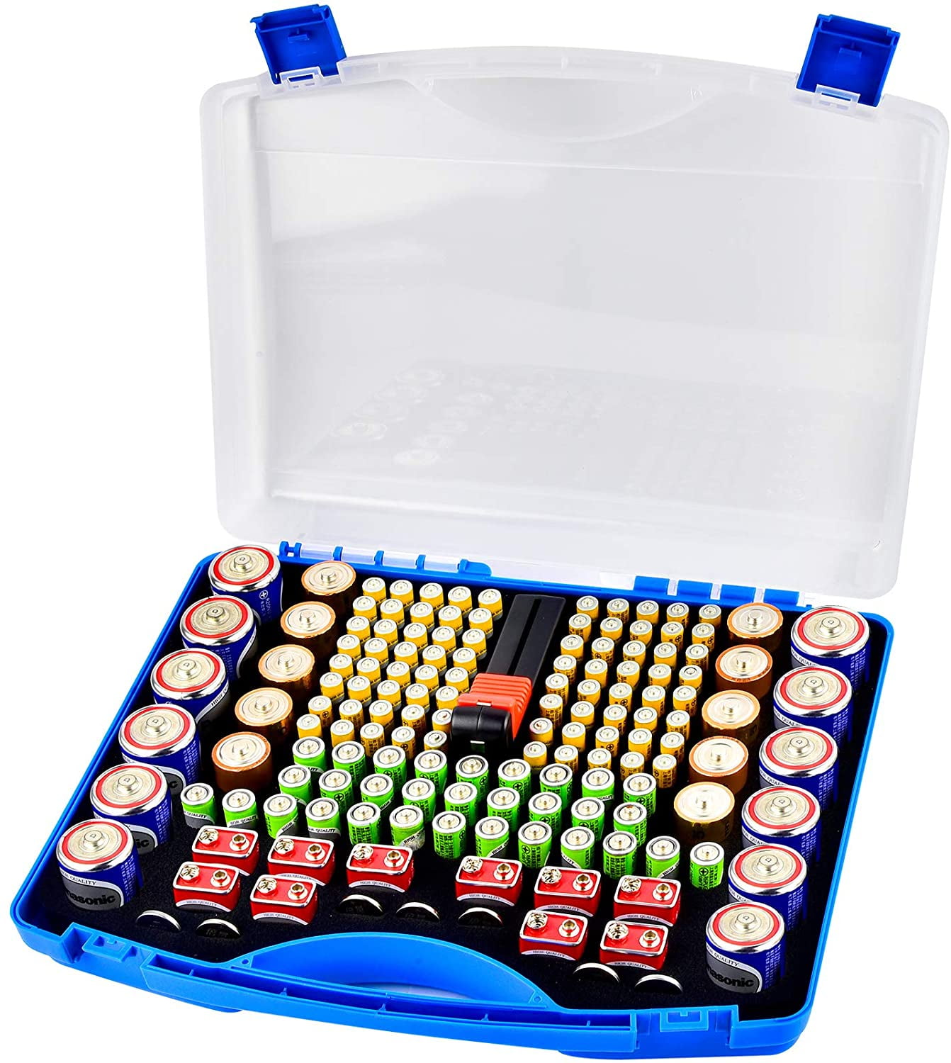 Battery Organizer Holder, Batteries Storage Case with Battery Tester ...