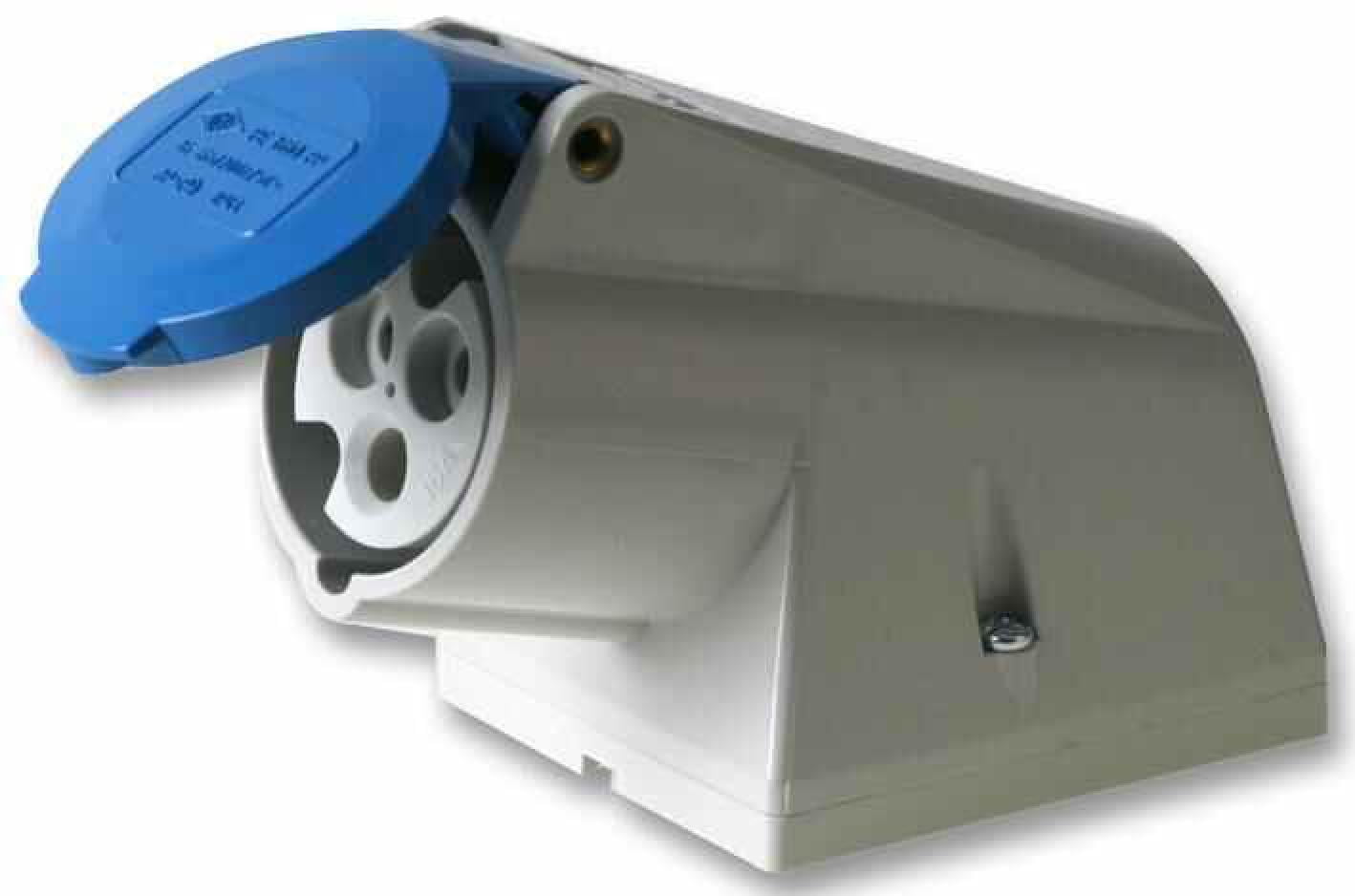 PRO POWER - 16A, 240V, Surface Mount CEE Socket, 2P+E, Blue, IP44 ...