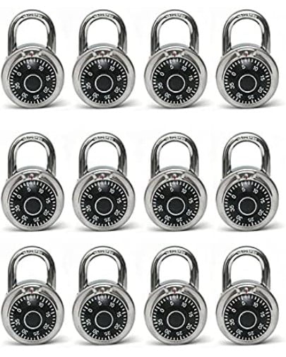 Standard Dial Combination Lock, 2 in. Wide with Different Combinations, Pack of 12 Locks for ...