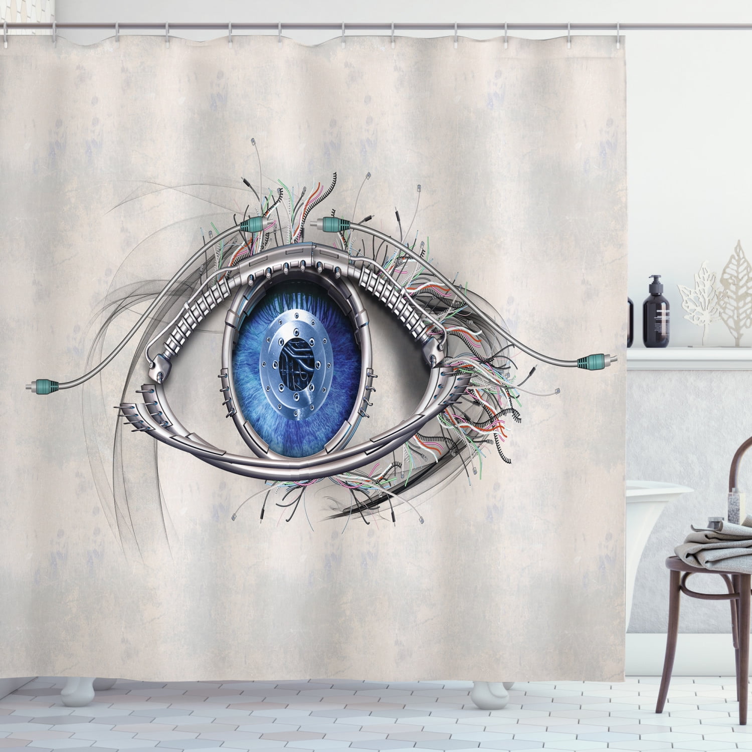 Ambesonne Eye Shower Curtain, Futuristic Mechanic Sight, 69"Wx75"L ...