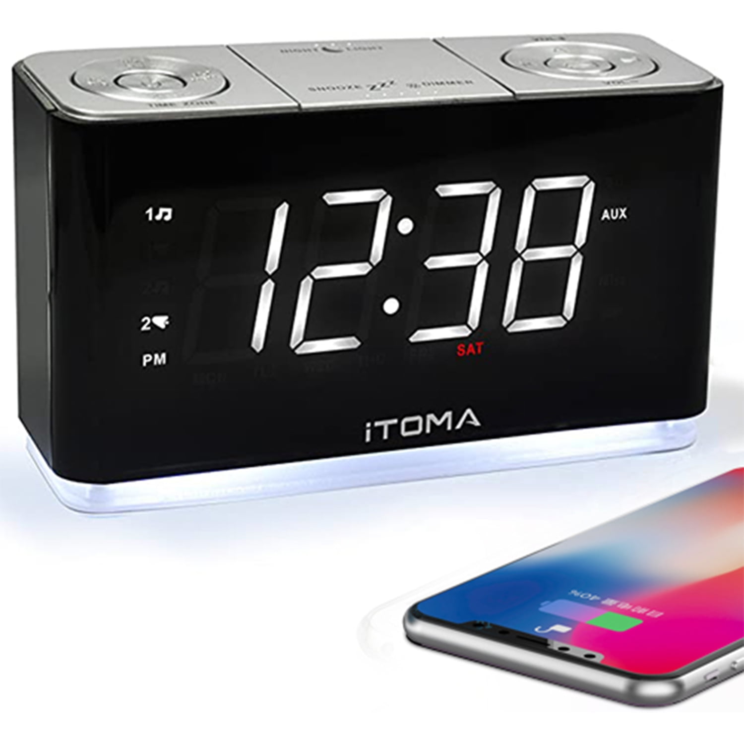 Clock Radio, Alarm Clock with Bluetooth, Large LED Display, FM Radio ...