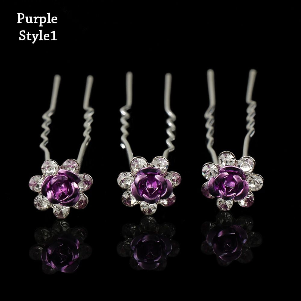 10pcs Rhinestone Hair Pins Forks Barrettes Crystal Pearl Hairpin Hair