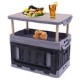 Folding Storage Box with Wooden Table Board, 95L Camping Collapsible ...