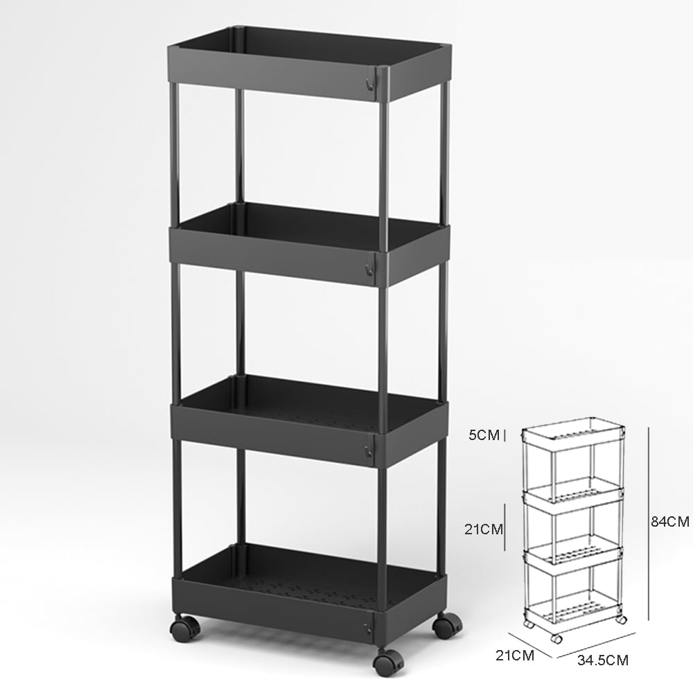 EURHOWING Multifunction Storage Cart 4 Tier Mobile Shelving Unit ...