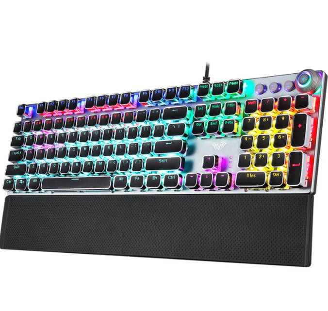 Mechanical Gaming Keyboard, LED Rainbow Gaming Backlight, Green Axis ...