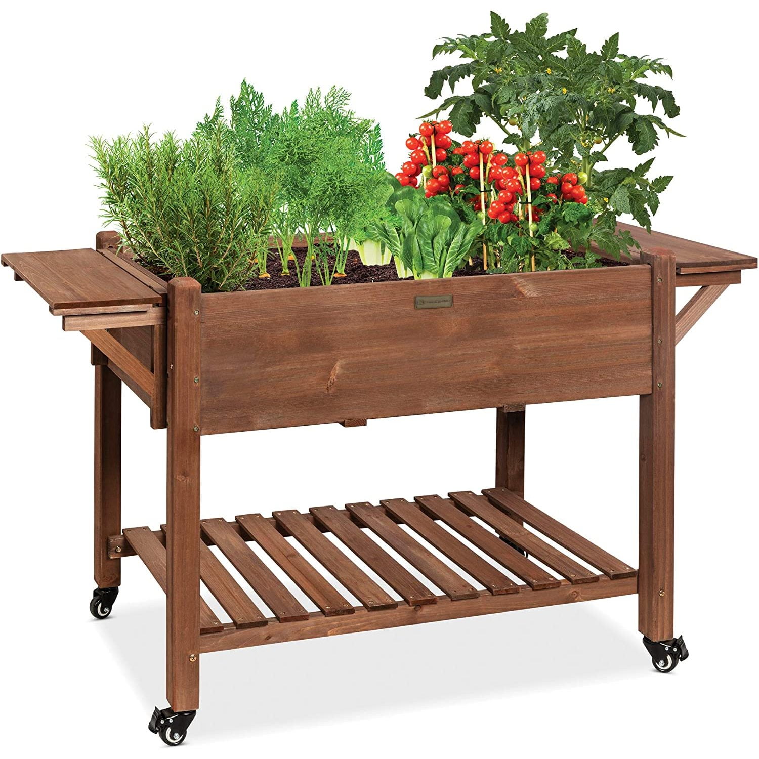 Bilot 57x20x33in Mobile Raised Garden Bed Elevated Wood Planter Box ...