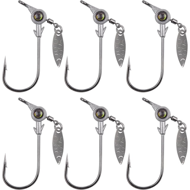 Crappie Jig Heads Fishing Kit, Underspin Jig Head Hooks with Spinner ...