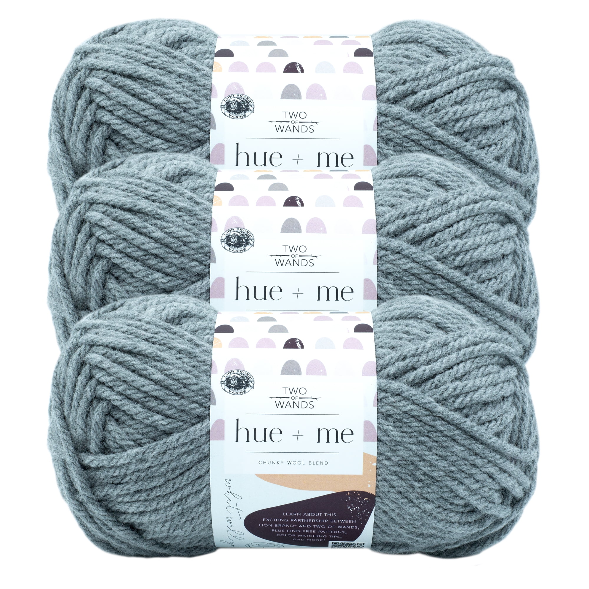 Lion Brand Yarn Two of Wands Hue & Me Cement Wool Blend Bulky Acrylic ...