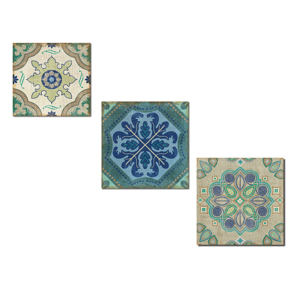 Beautiful Blue, Purple, and Tan Spanish Mosaic Tile Patterned Poster ...