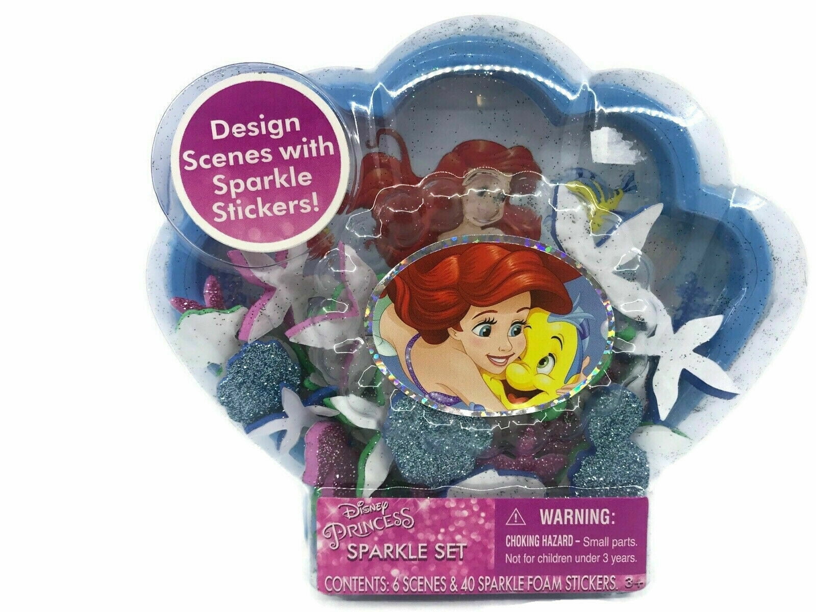 Disney Princess Sparkle Set Little Mermaid 6 Scenes & 40 Sparkle Foam ...