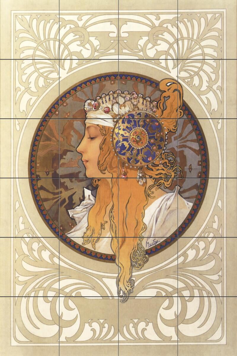 Tile Mural Kitchen Backsplash - Byzantine Heads - Blonde - by Alphonse ...