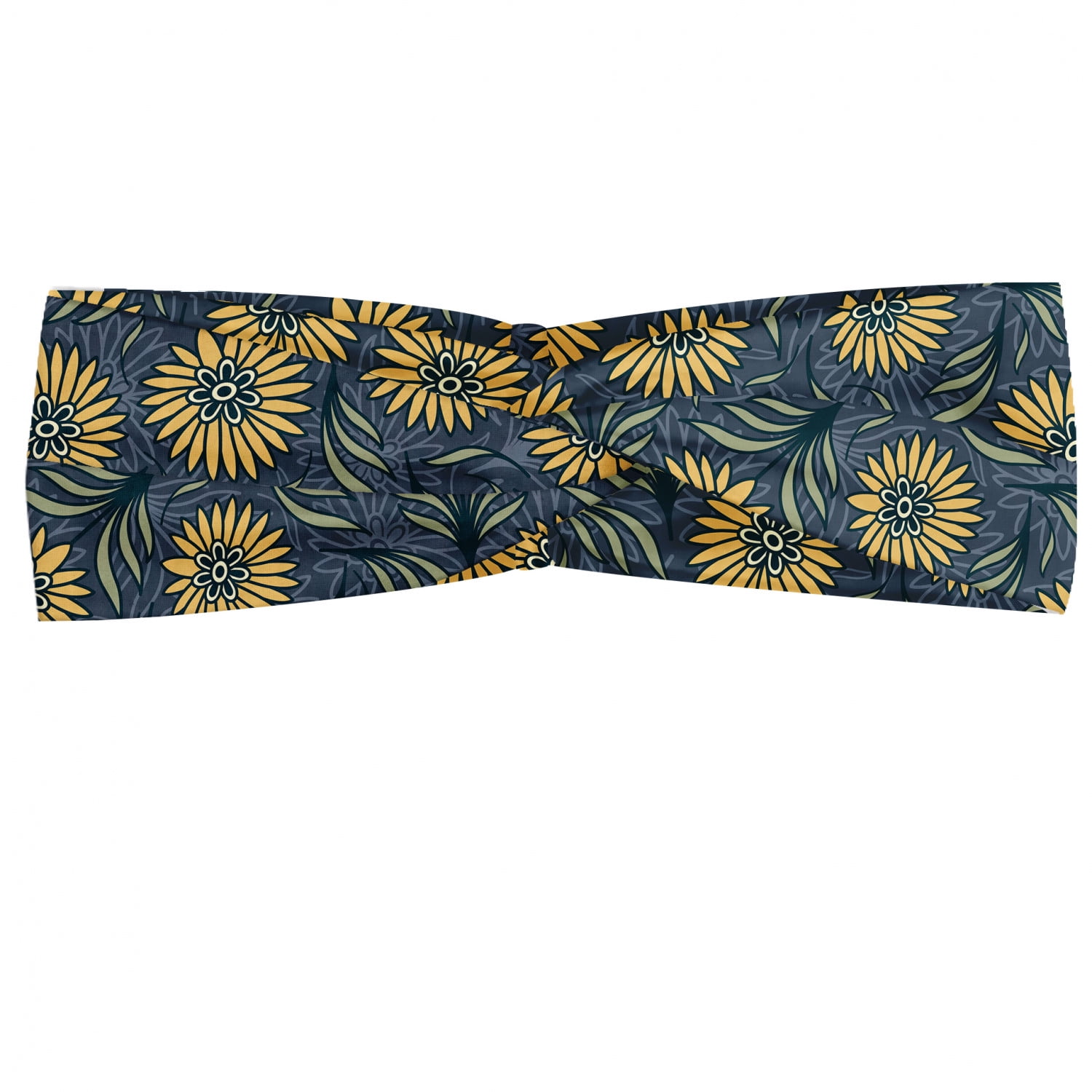 Floral Headband, Blooming Nature Pattern with Fresh Green Foliage ...