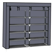 SamyoHome 36 Pairs Beige Shoe Rack Double Row Shoe Tower 7 Tier ...