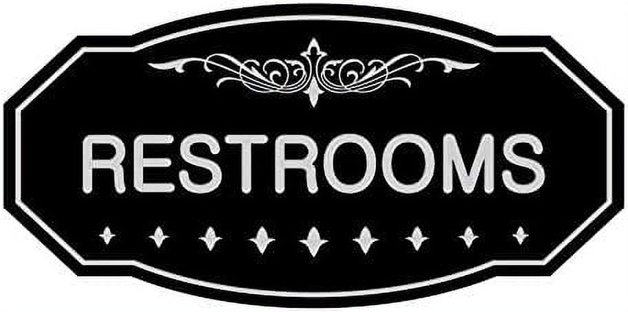 victorian restrooms sign (black/silver) - medium - Walmart.com