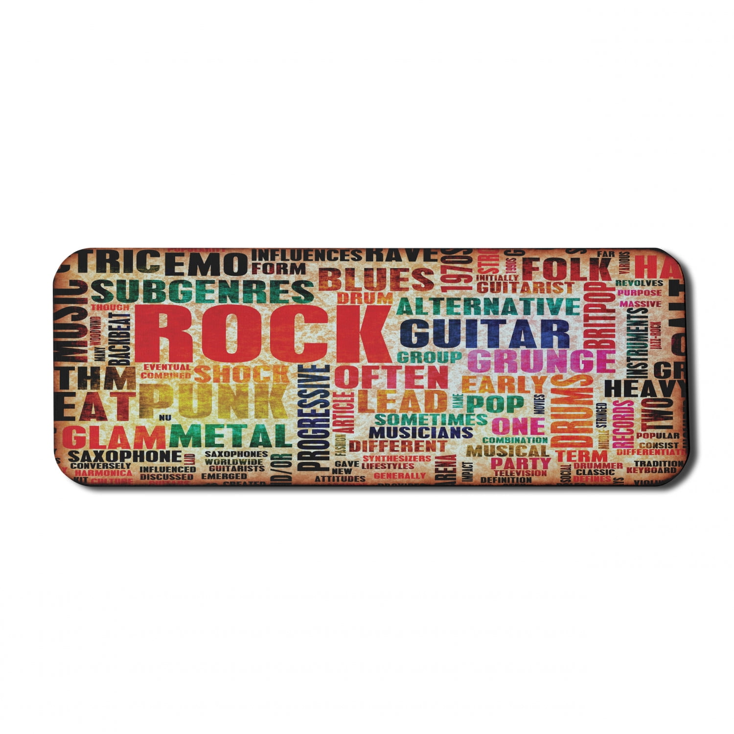 Music Computer Mouse Pad, Retro Rock Roll Lettering Grunge Distressed ...