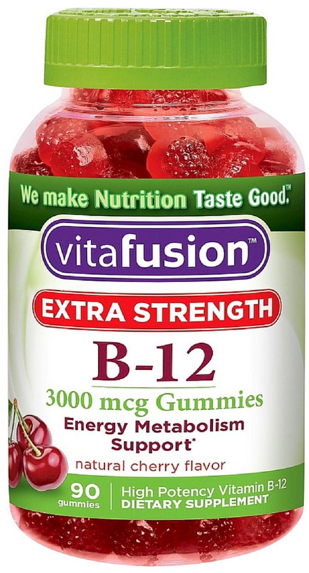 Vitafusion Extra Strength B-12 Gummies, Natural Cherry 90 ea (Pack of 4 ...